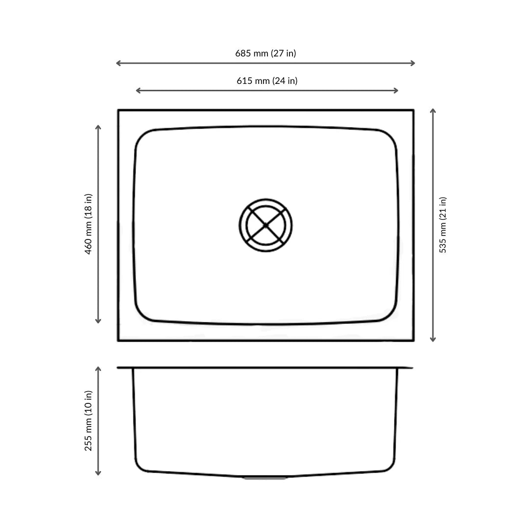 Nirali Stainless Steel Sink Orbis Range ORBIS JUMBO ( 27 x 21 inches ) – bathkart.in