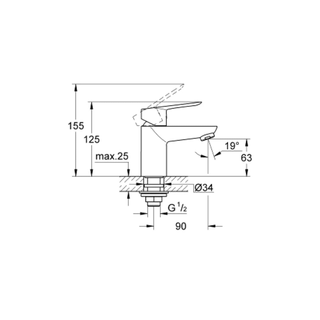 Grohe Table Mounted Tall Boy Basin Tap Bauloop 32857000 - Chrome ...