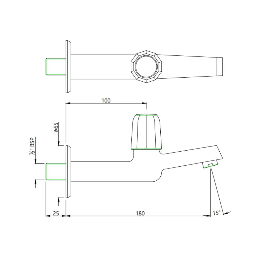 Jaquar WC Area Bib Tap Continental Prime COP-CHR-107PM - Chrome ...