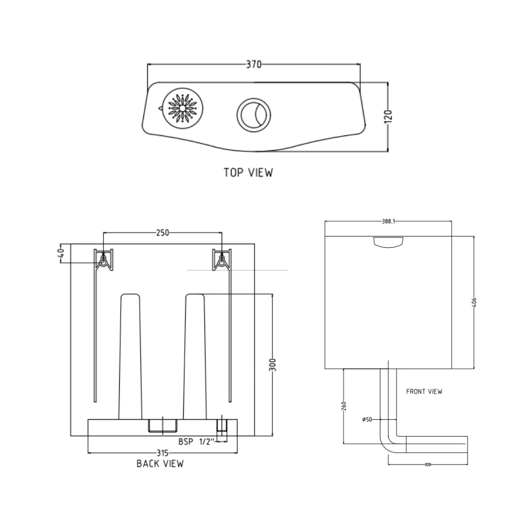 Hindware External Wall Mounted Cistern Without Frame SLENDER C - White ...